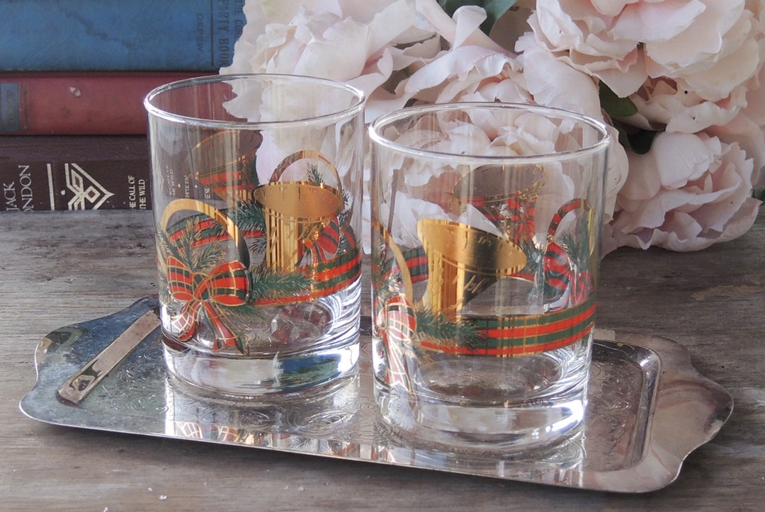 Culver Yule Horn Glasses Set of 2 Double Old-fashioned Whiskey Glasses ...