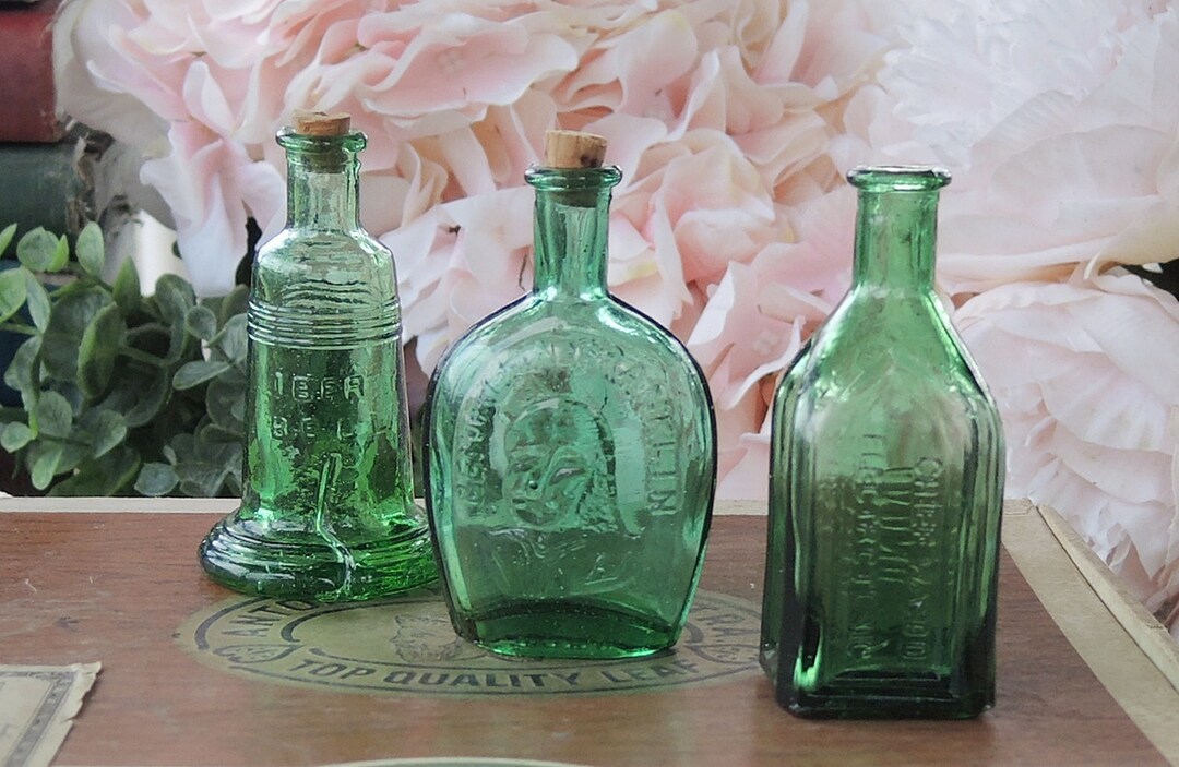 Vintage Mini Green Bitters Bottles Set of 3 AS IS Made in Taiwan ...