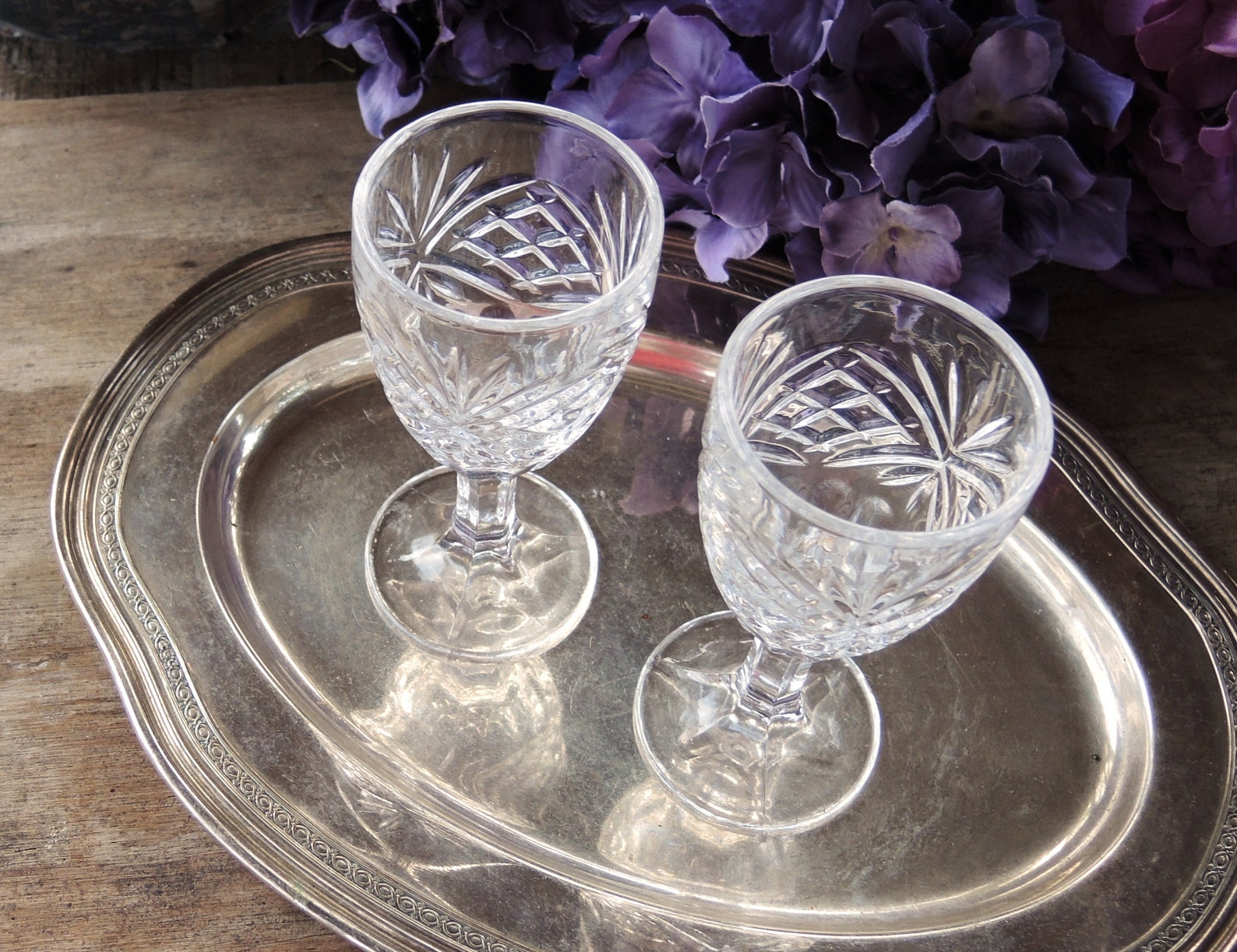 Godinger Crystal Stemmed Shot Glasses Set Of 2 Cordial Glasses Etsy