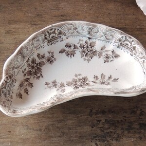 Anchor Pottery Co. Brown Transferware Bone Dish Elite Crescent Dish Ca ...