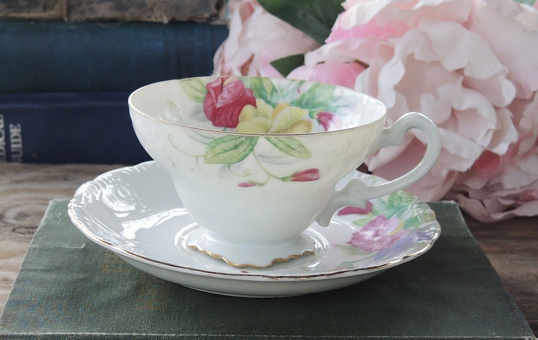 Cherry China Tea Cup and Saucer, Tea Cup Set Made in Japan - Etsy