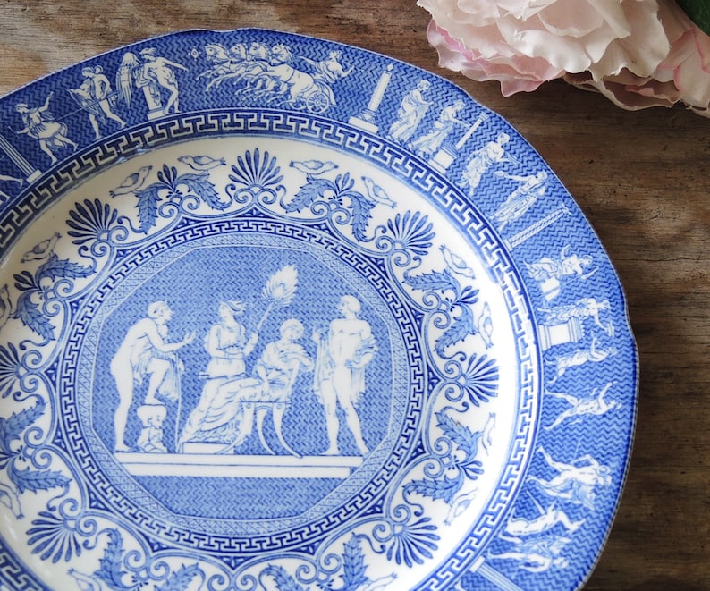 Mottahedeh Greek Revival Dinner Plate Made in England Blue and - Etsy