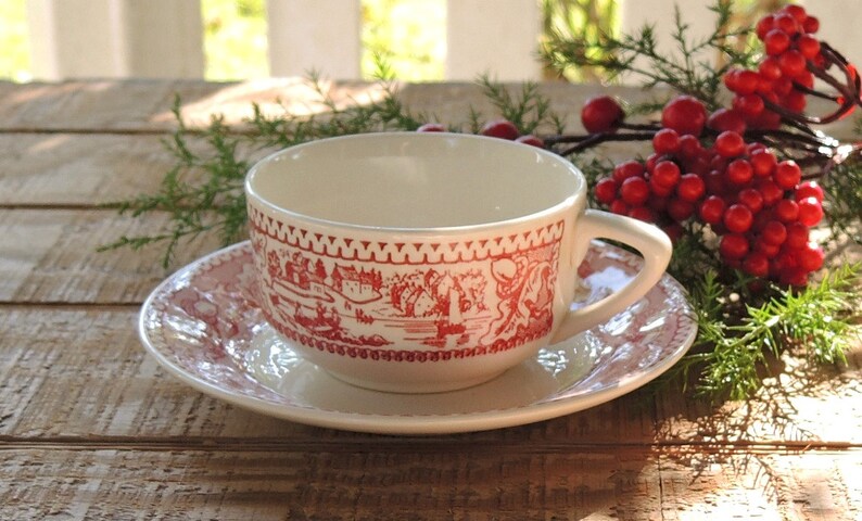 Royal China Memory Lane Red Transferware Tea Cup and Saucer - Etsy
