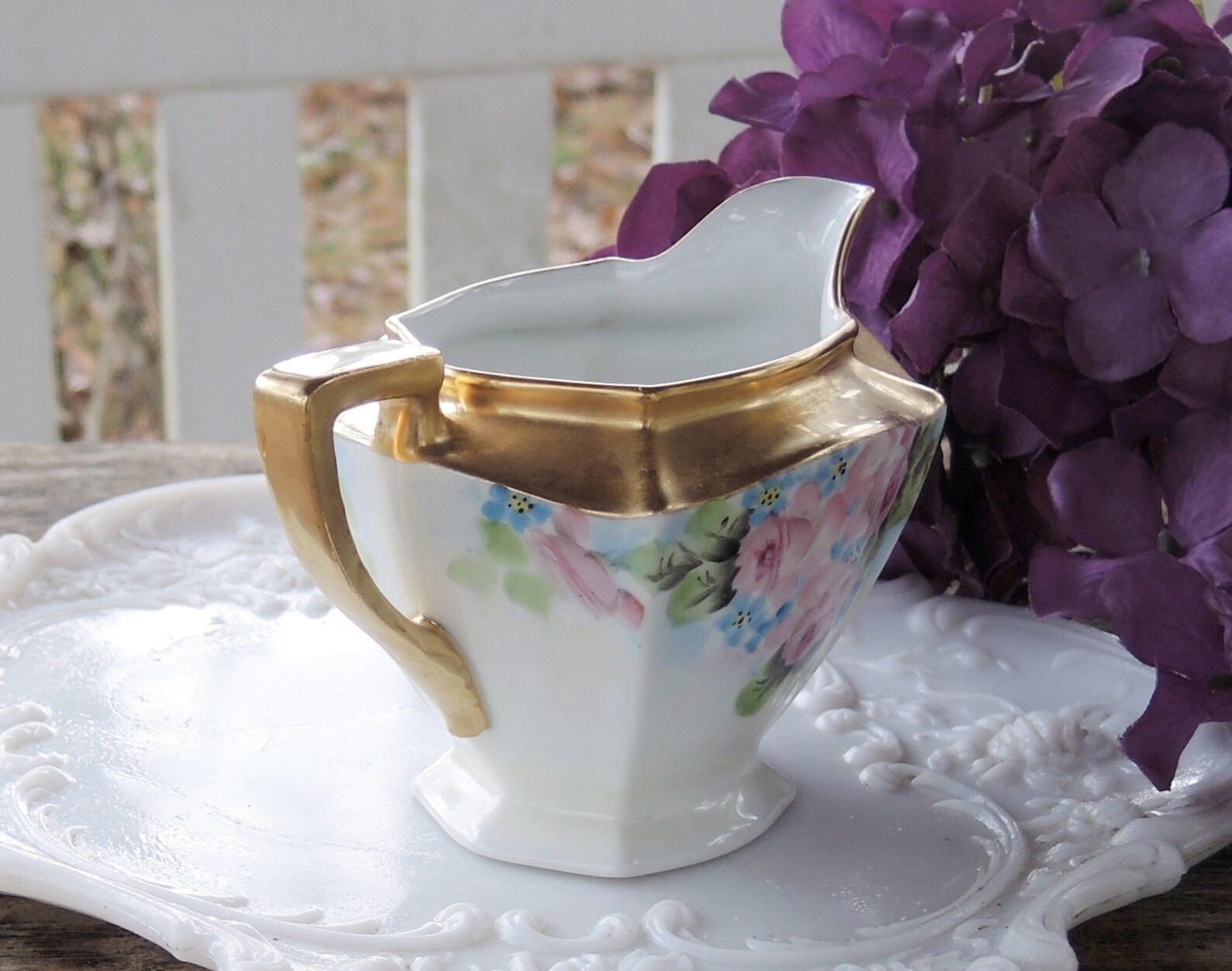 Pink and Blue Floral Creamer Small Pitcher Tea Party | Etsy