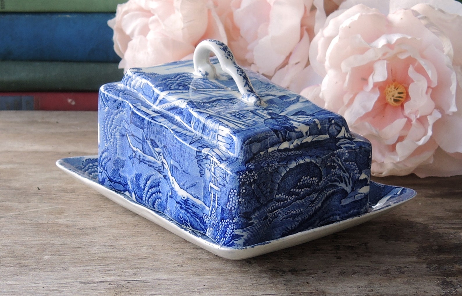 Old Foley Blue and White Transferware Cheese Keep James Kent - Etsy