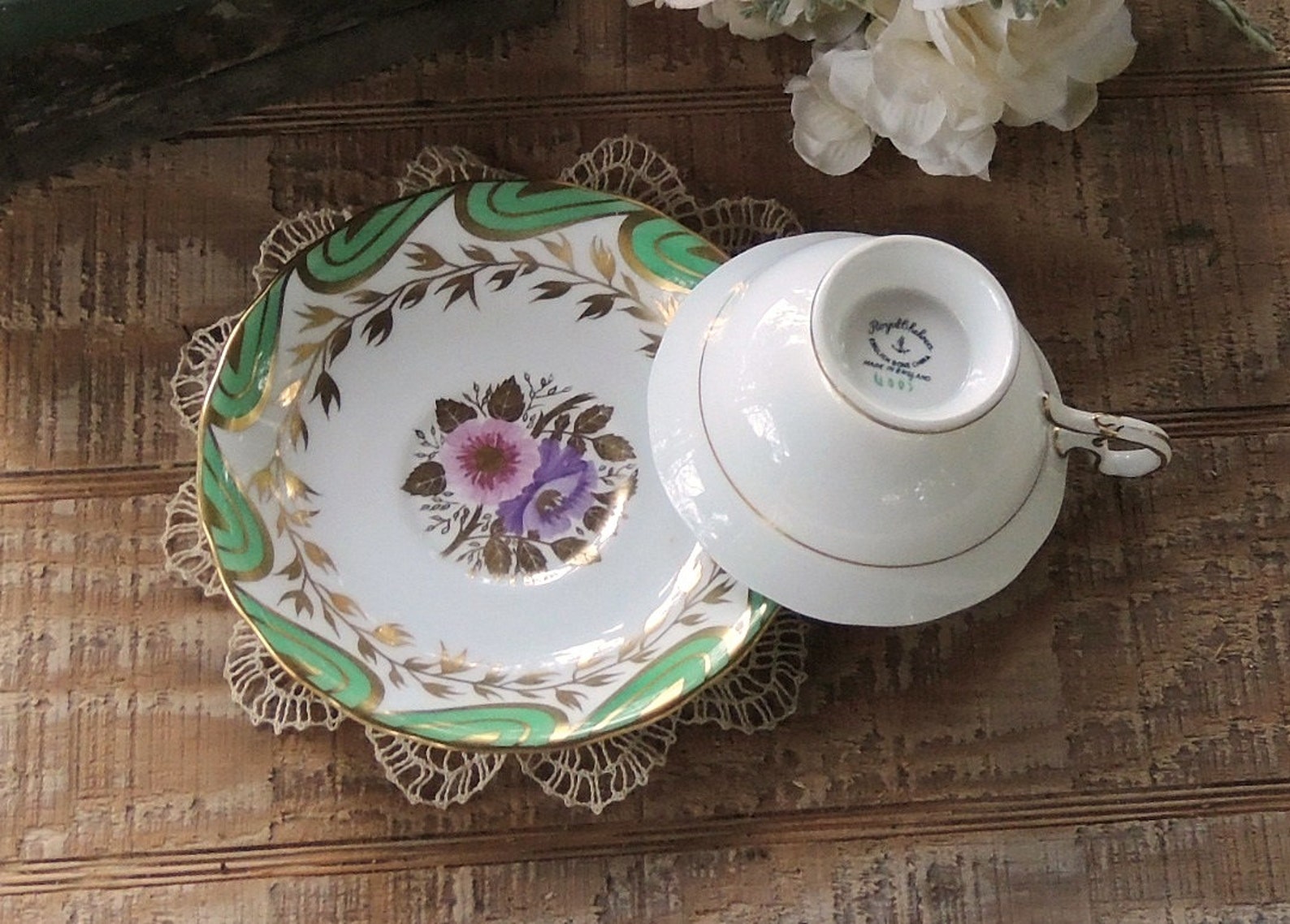 Royal Chelsea Tea Cup Set Fine English Bone China Green - Etsy