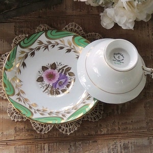 Royal Chelsea Tea Cup Set, Fine English Bone China, Green White Gold ...