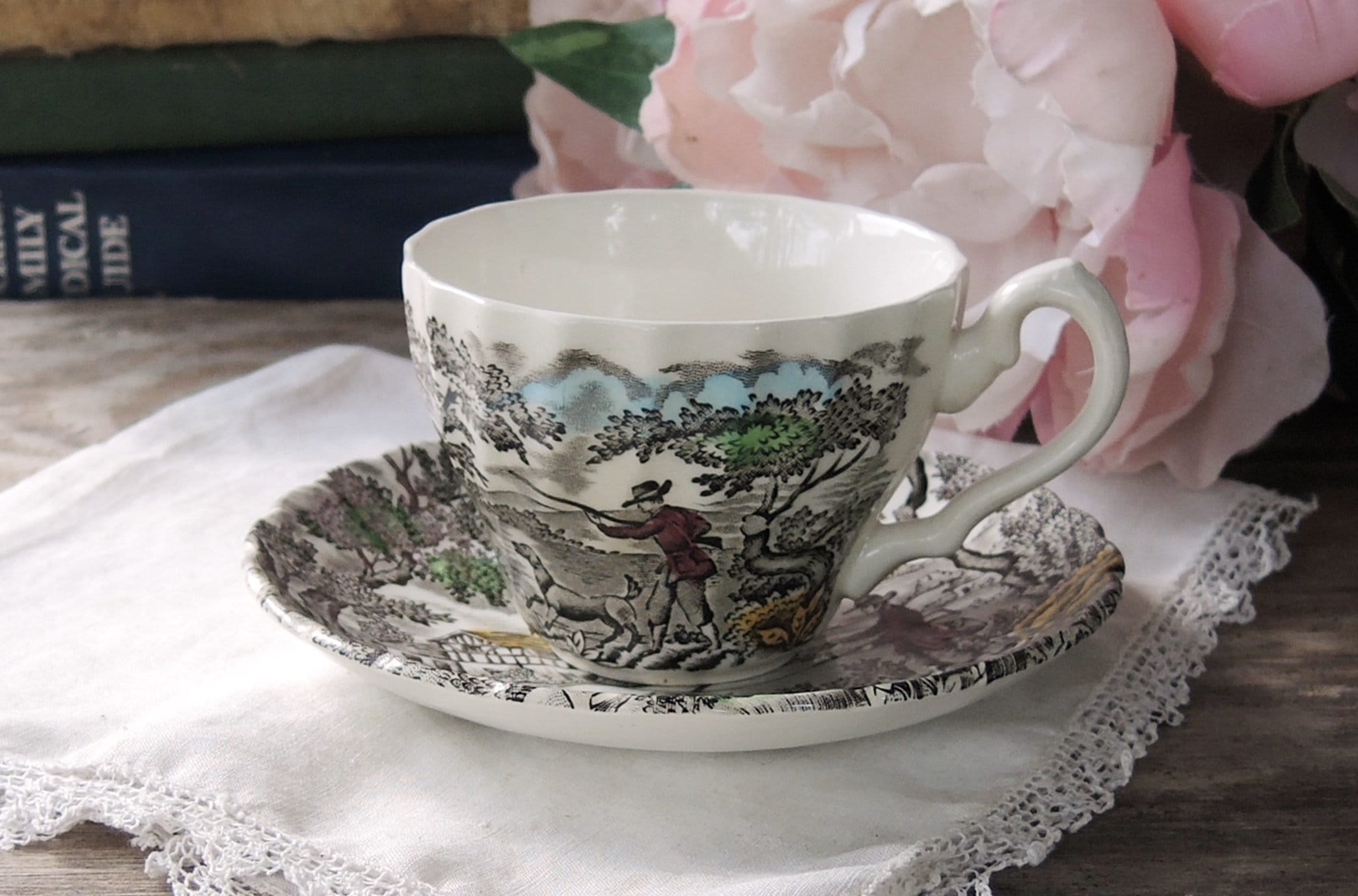 Myott The Hunter Tea Cup and Saucer Set Multi Color Brown | Etsy