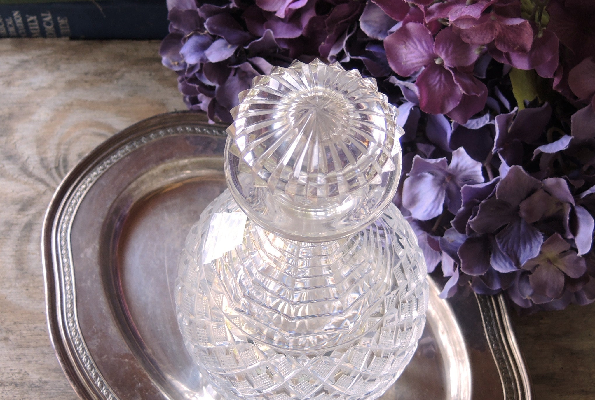 Glass Bevel Cut Whiskey Decanter with Stopper Elegant Barware | Etsy