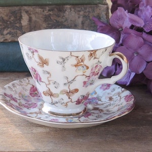 Lefton China Violet Chintz Tea Cup Set Made in Japan 2119 Tea Cup and ...
