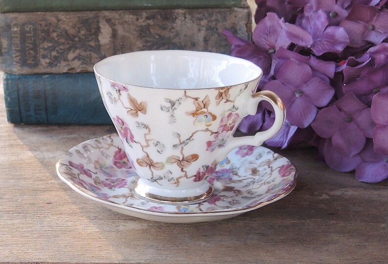 Lefton China Violet Chintz Tea Cup Set Made in Japan 2119 Tea - Etsy