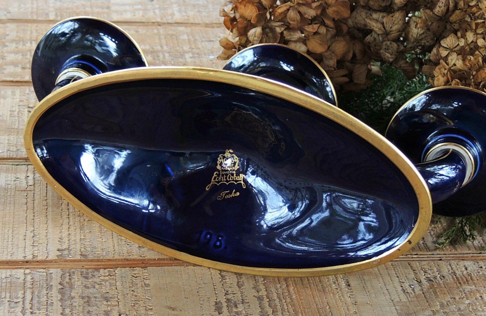 Alka Kunst Blue Cobalt and Gold 3 Armed Candle Holder - Etsy