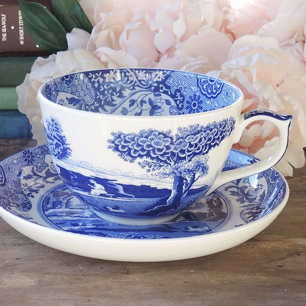 Spode Italian Blue Cup and Saucer - Etsy