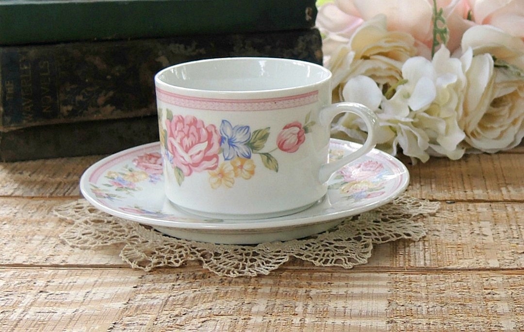 Vintage China Pearl Rose Garden Tea Cup Set, Tea Party, Coffee Cup ...