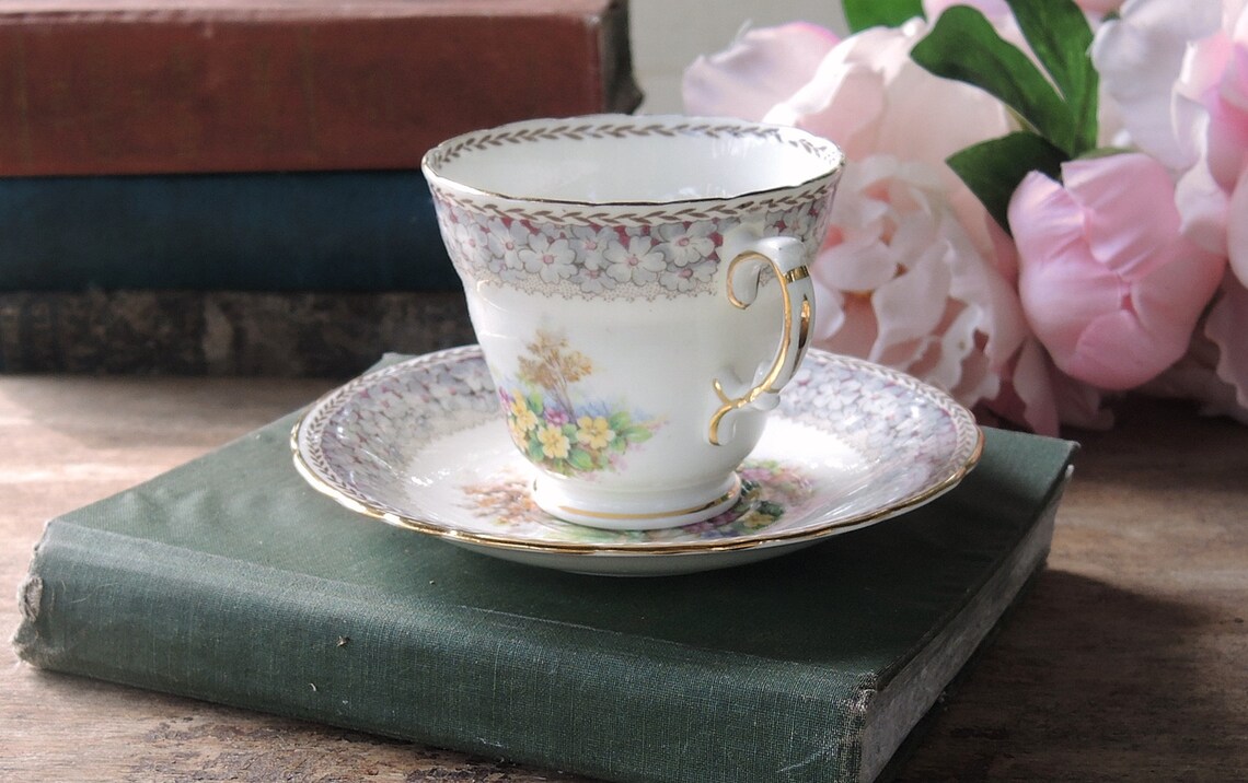 Sutherland Woodland Dell Footed Tea Cup and Saucer Set H & M - Etsy