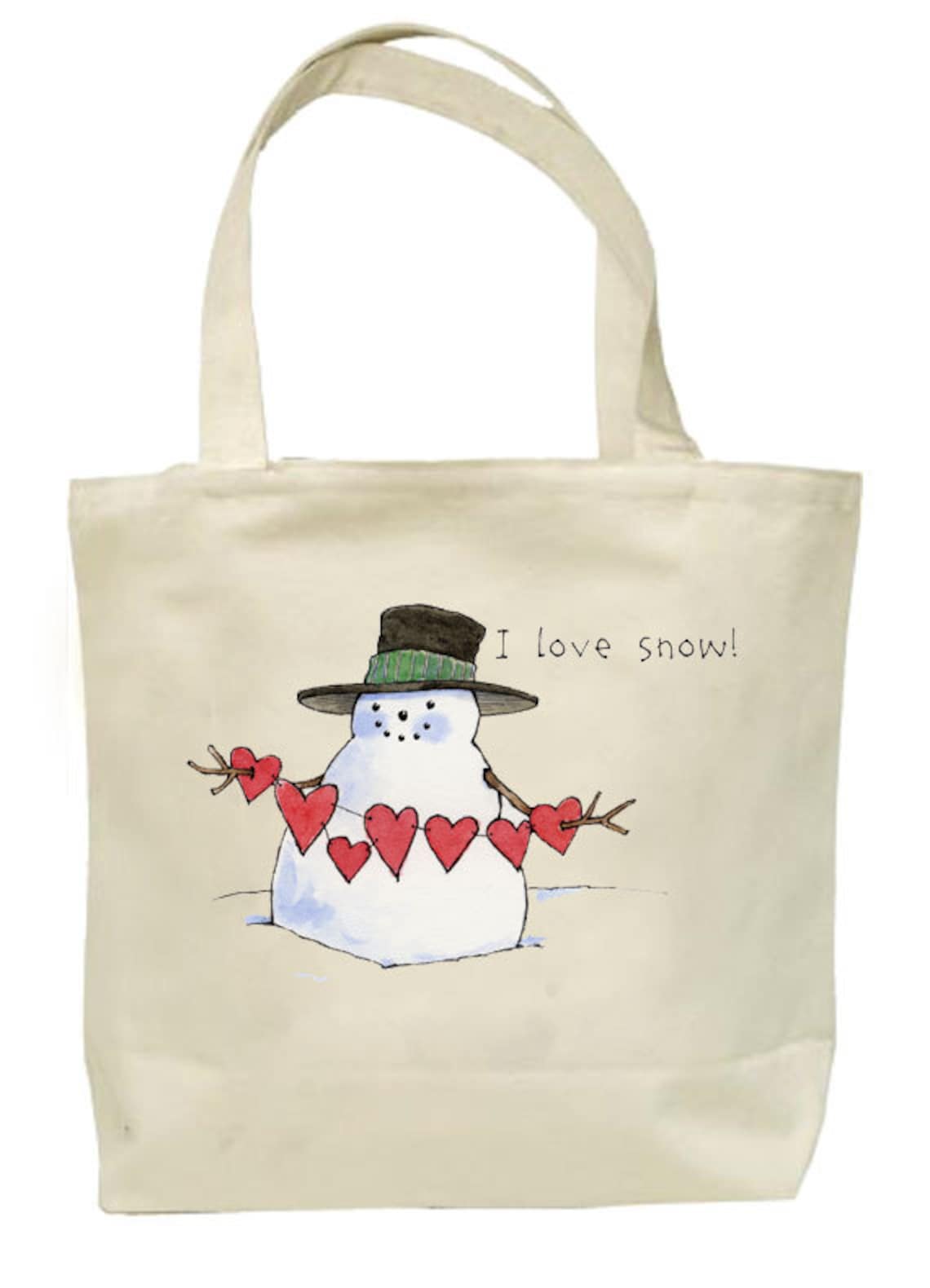 Christmas Tote Bag Featuring Original Art: Snowman With Hearts - Etsy UK