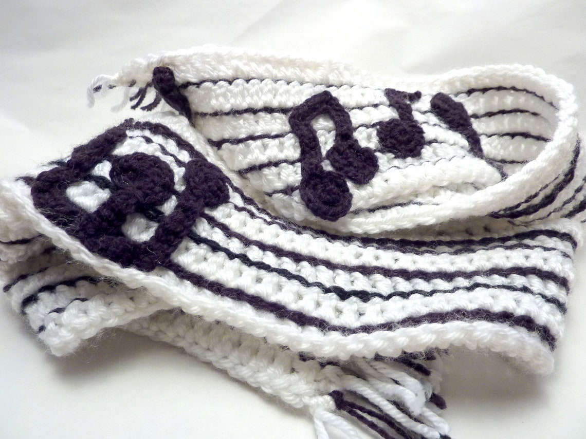 PATTERN Crochet Music Note Scarf Reversible Piano Scarf Bass - Etsy
