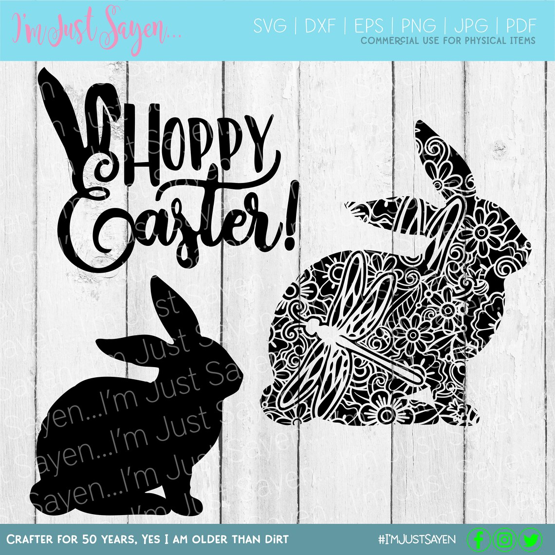 Easter Bunny SVG Rabbit Mandela Easter Floral Rabbit | Etsy