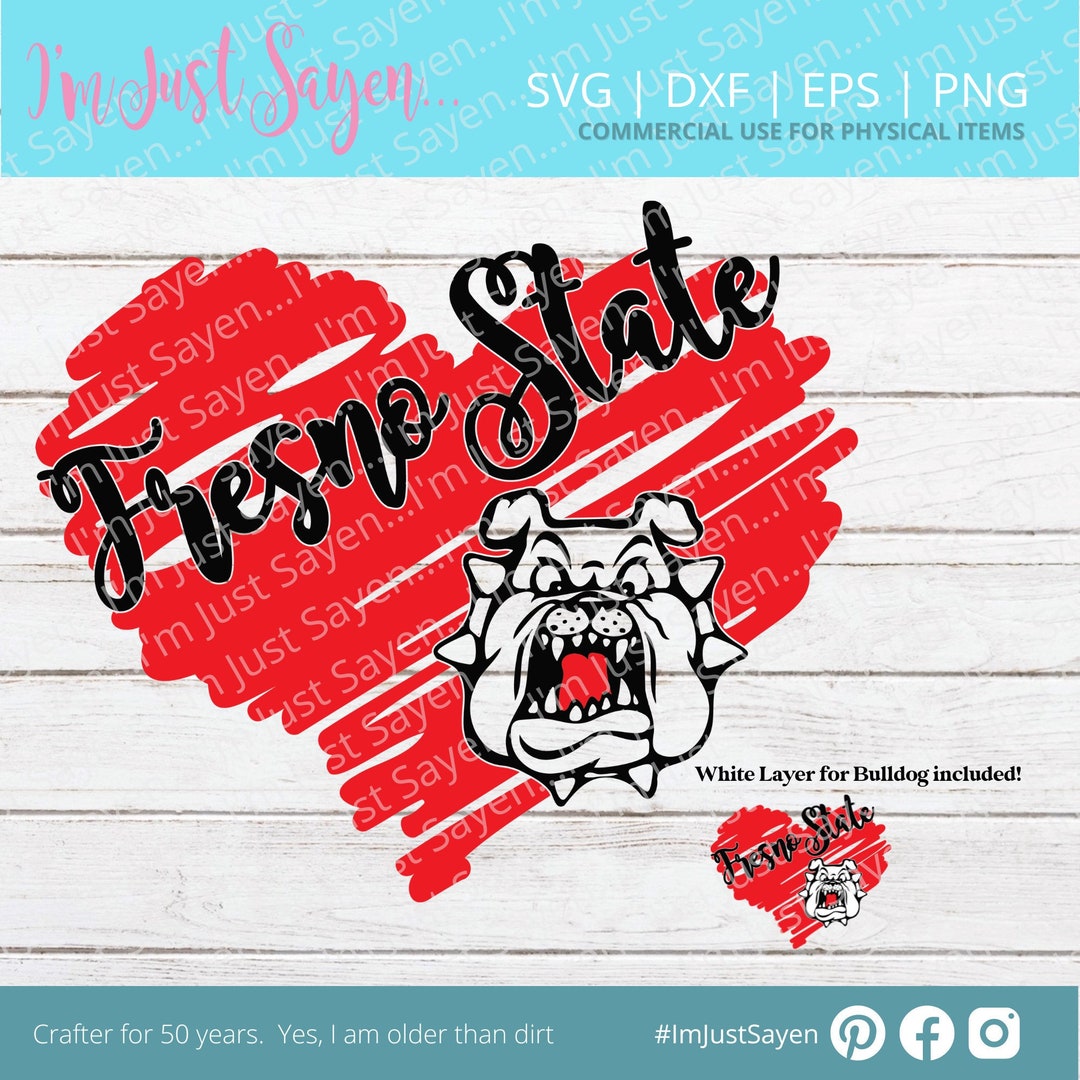 Bulldog Fresno State Bulldog Thick Scribble Heart SVG FSU - Etsy