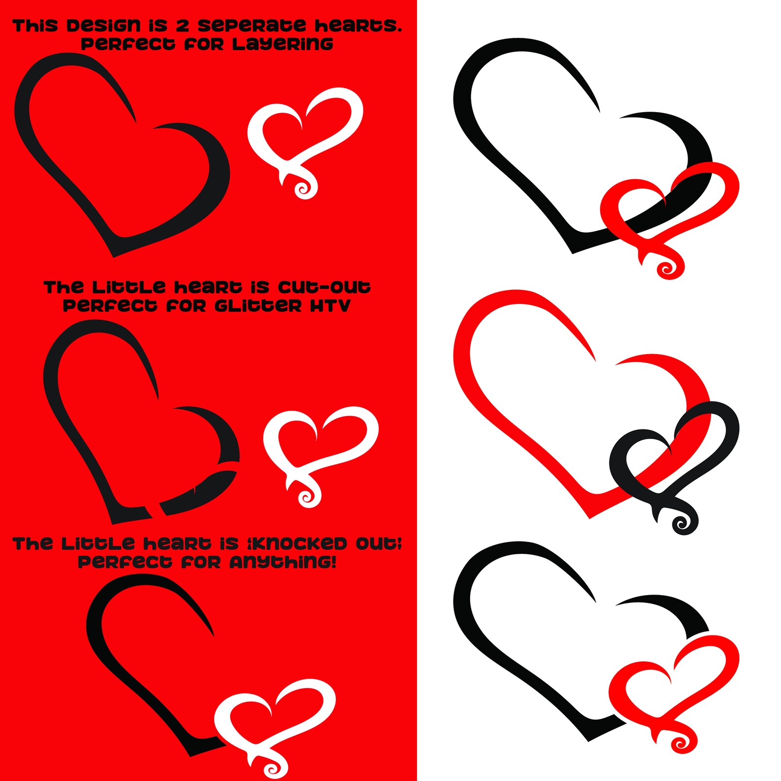 Free Form Hearts Locking Hearts Wedding Hearts Digital | Etsy