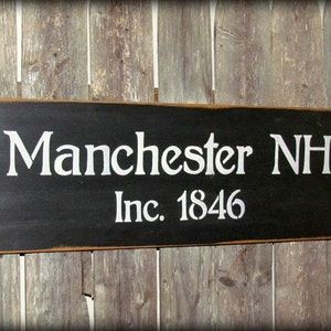 Manchester NH Wooden Sign NH Made Wood Sign Saying Town - Etsy