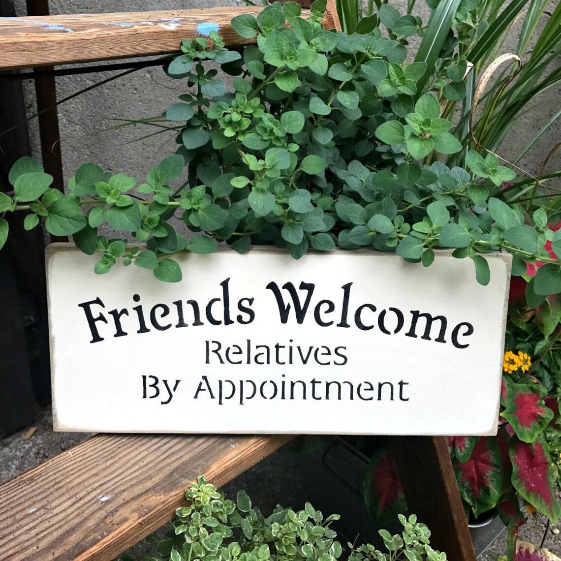 WOODEN SIGN Friends Welcome Relatives by Appointment Painted | Etsy