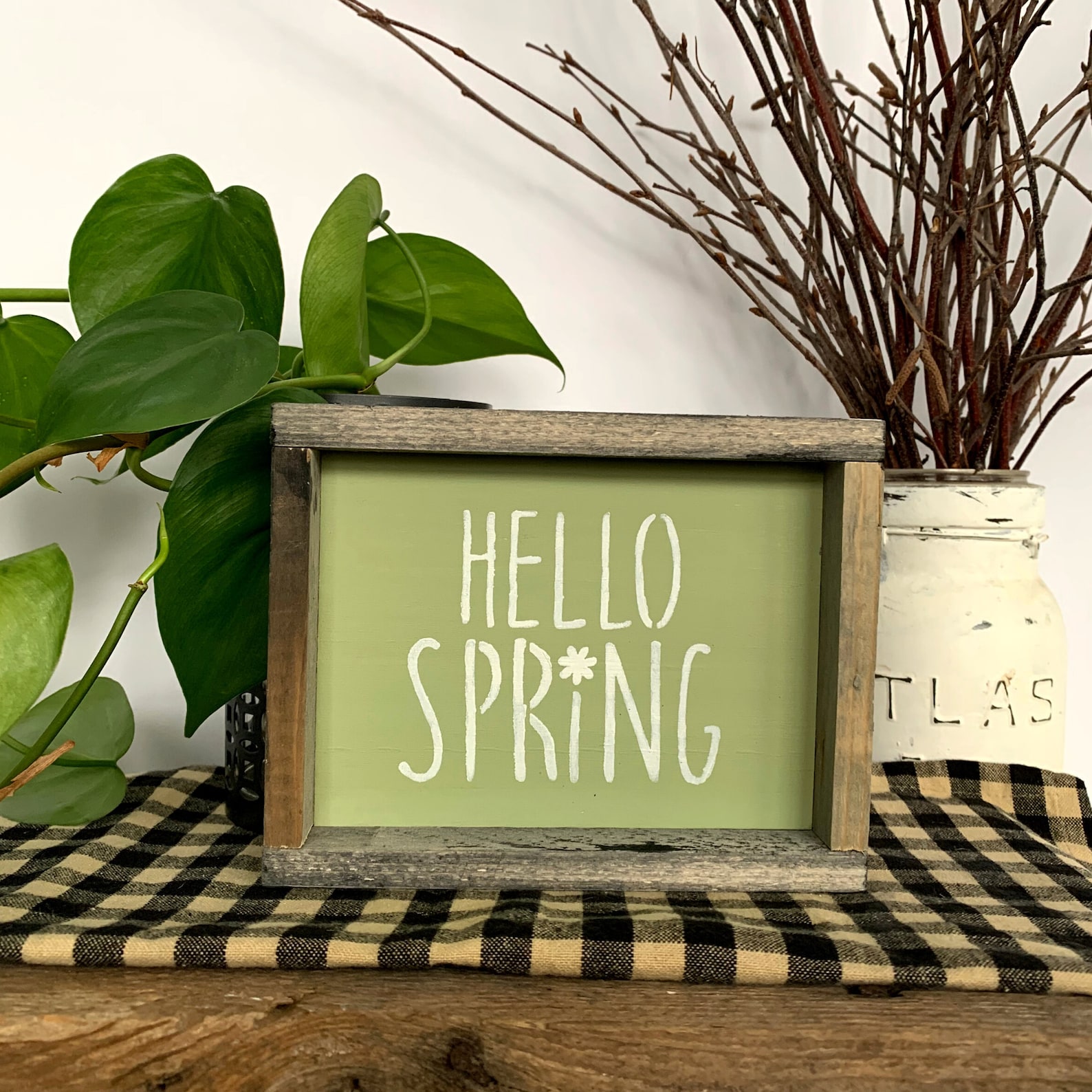 Hello Spring Farmhouse Decor Easter Tiered Tray Decor - Etsy
