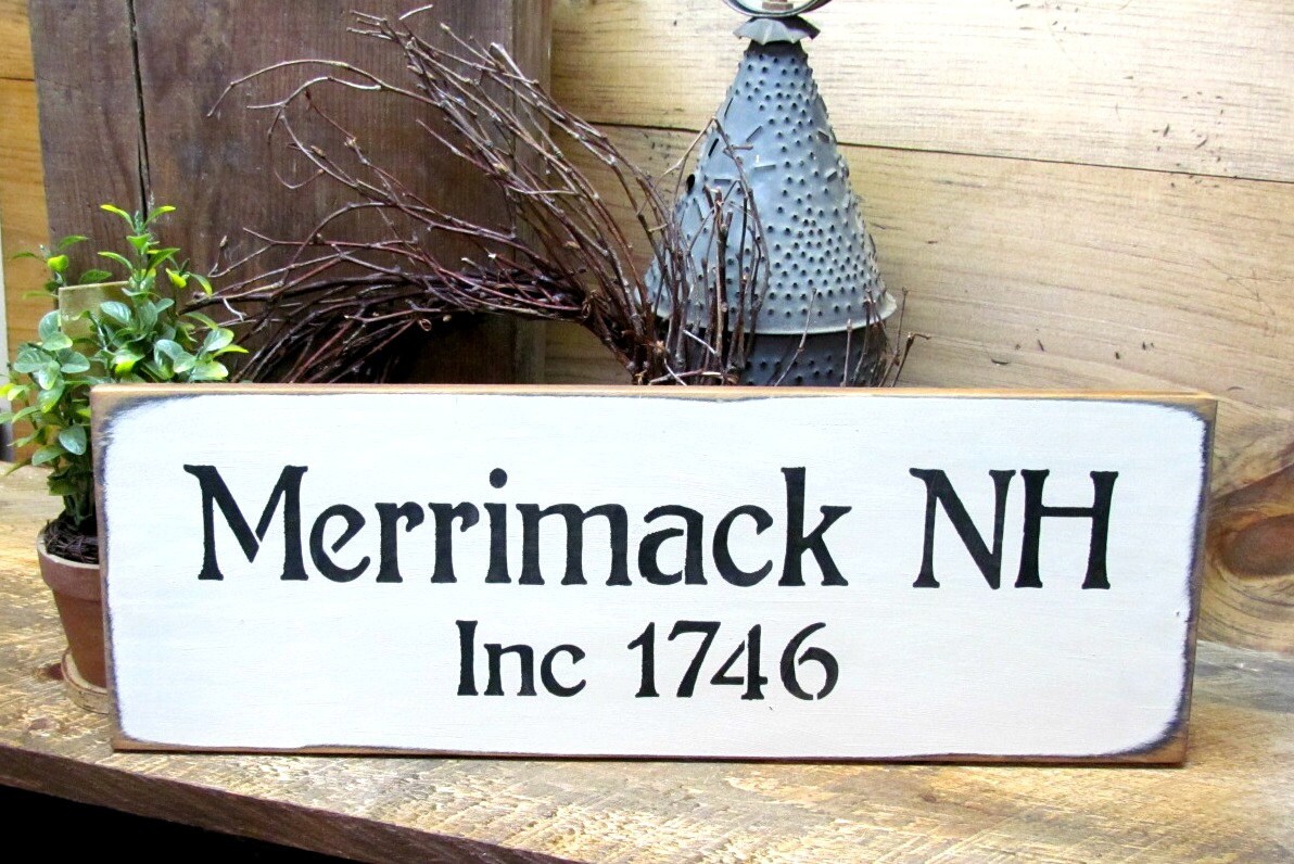 Wooden Town Sign Merrimack New Hampshire Made in NH Wood | Etsy