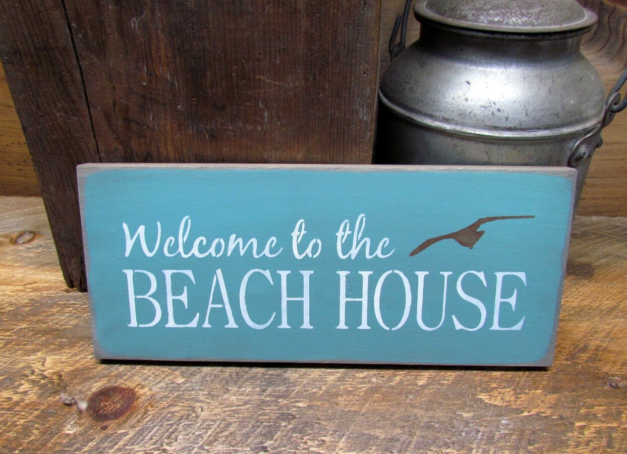 Welcome to the Beach House, Beach House Decor, Shabby Chic Beach Sign ...