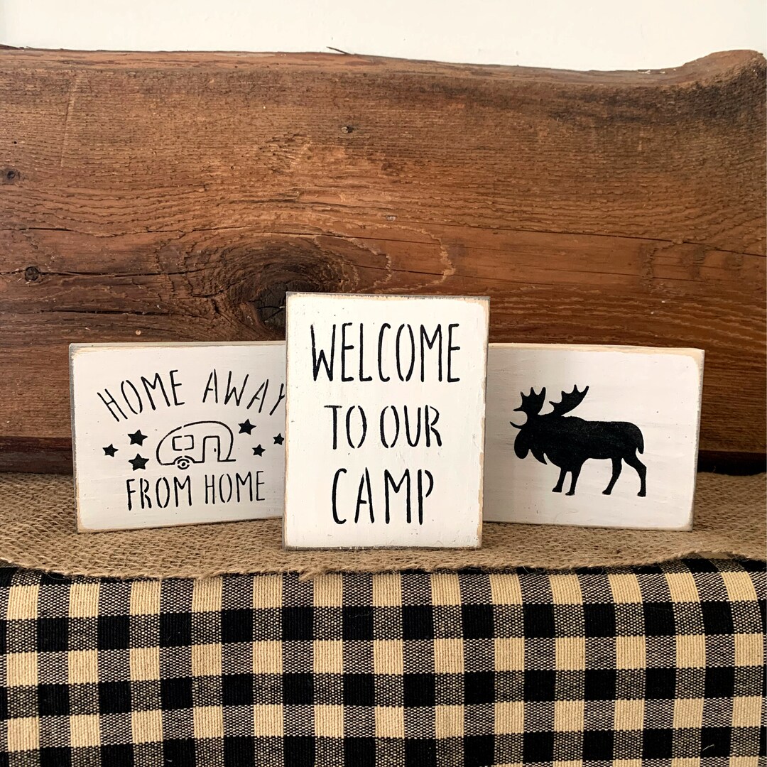 Set of 3 Mini Camp Signs, Welcome to Our Camp, Camping Signs, Camper ...
