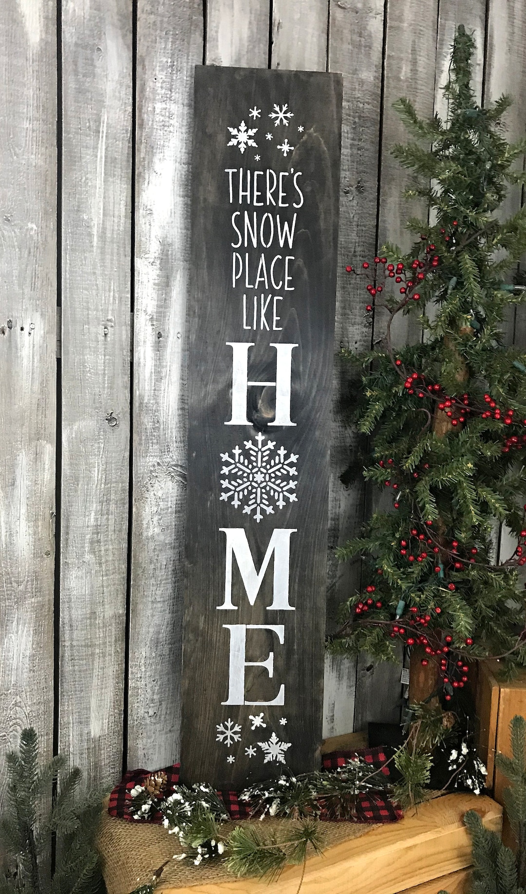 Rustic Winter Decor, There is No Place Like Home, Christmas Sign ...