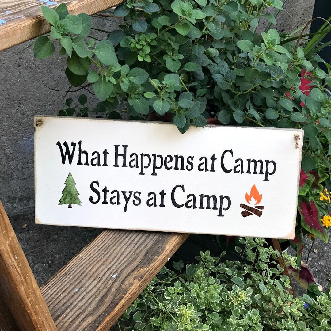 Wooden Camping Sign, What Happens at Camp Stays at Camp, Camp Decor ...