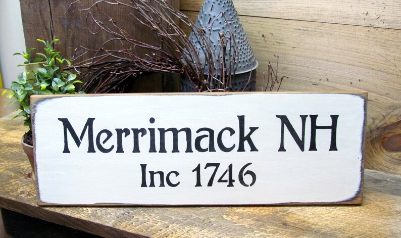 Wooden Town Sign Merrimack New Hampshire Made in NH Wood - Etsy