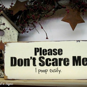 Funny Wooden Sign, Please Don't Scare Me...i Poop Easily, Funny ...