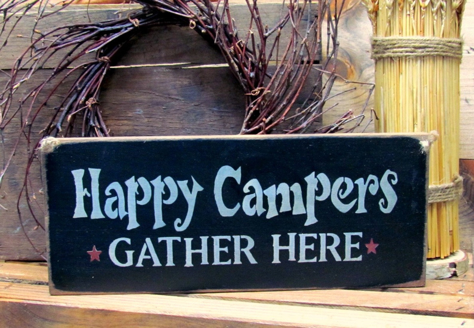Wooden Camping Sign, Happy Campers, Camp Decor, Campsite Decoration ...
