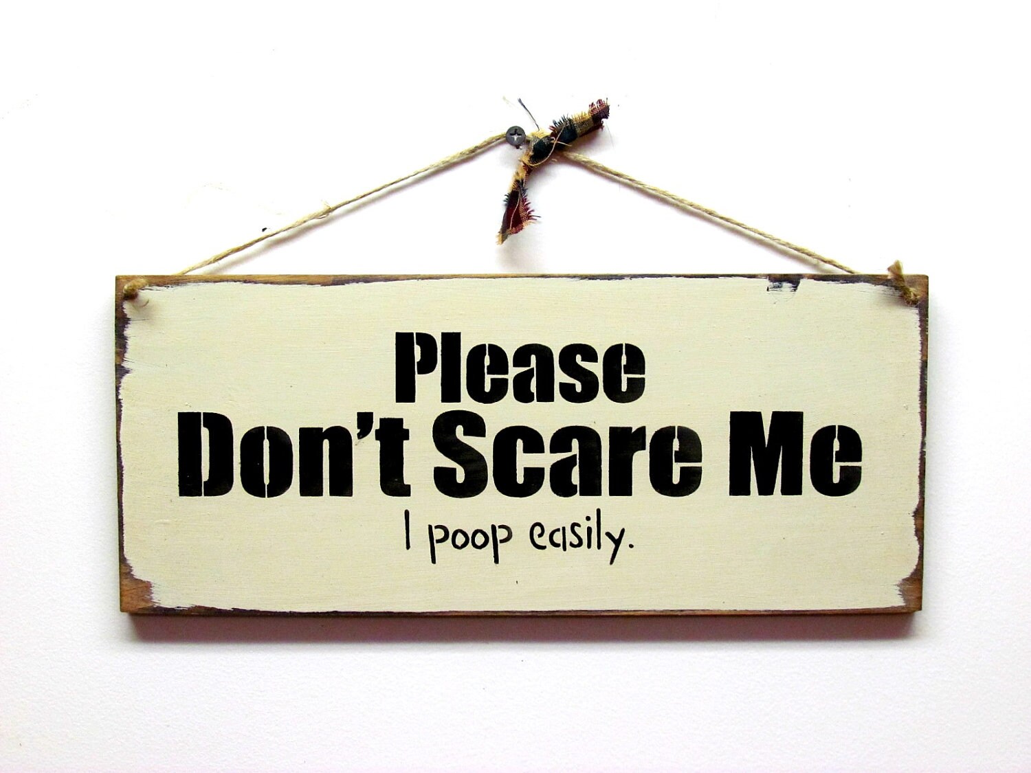 Funny Wooden Sign, Please Don't Scare Me...i Poop Easily, Funny ...