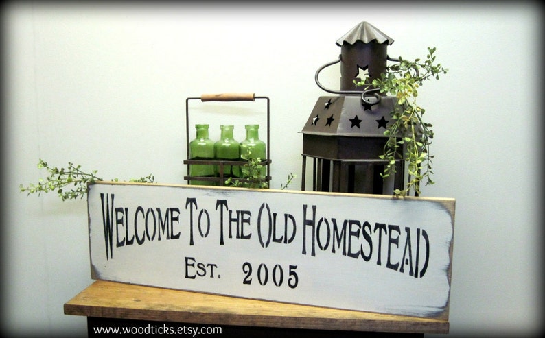 House Sign, Welcome to the Old Homestead, Personalized Sign, Wood Sign ...