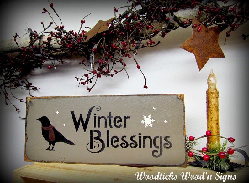 Winter Wooden Sign Christmas Wooden Sign Winter Blessings - Etsy