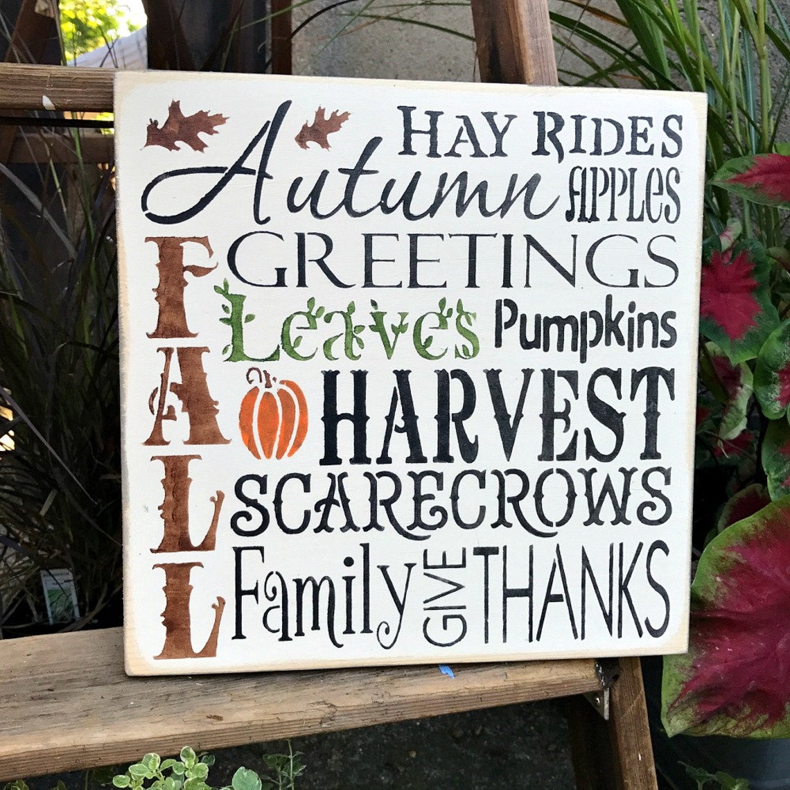 Fall Harvest Wooden Sign Autumn Decor Typography Sign Fall - Etsy