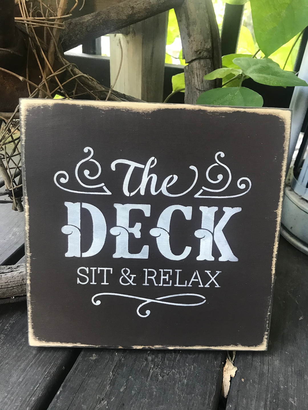 The Deck Sign, Deck Decor, Sign for the Deck, Sit and Relax, Wooden ...