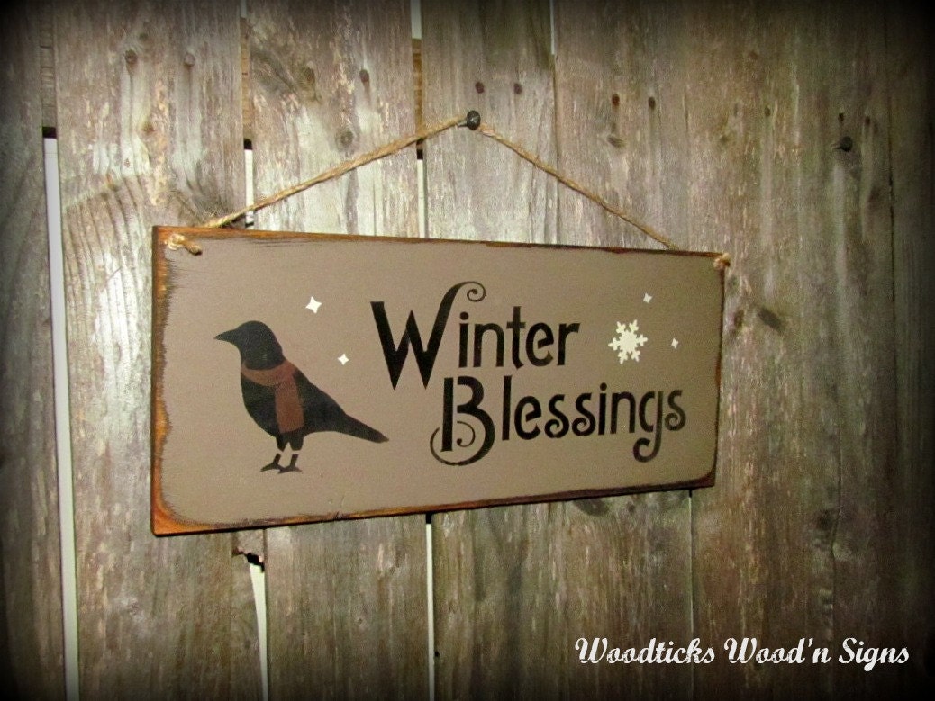 Winter Wooden Sign Christmas Wooden Sign Winter Blessings | Etsy