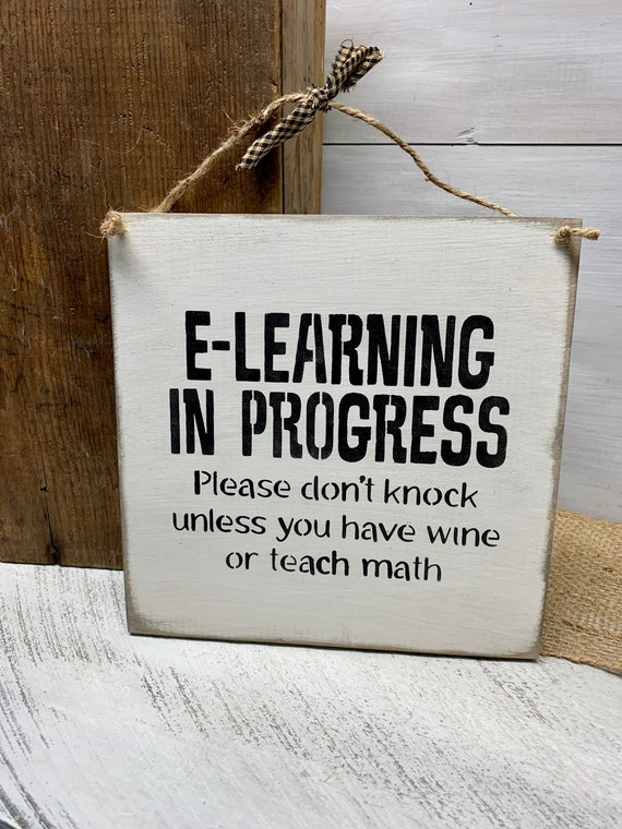 E-learning in Progress Math Teacher Funny Home School Sign | Etsy