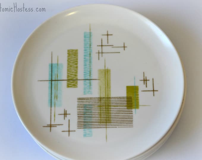 S/6 Miramar Melmac Dinnerware 103 Atomic Pattern Salad / Bread Plates ...