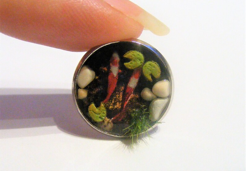 Miniature Koi Fish Pond Cuff Links Fish Pond Cuff Links Zen - Etsy