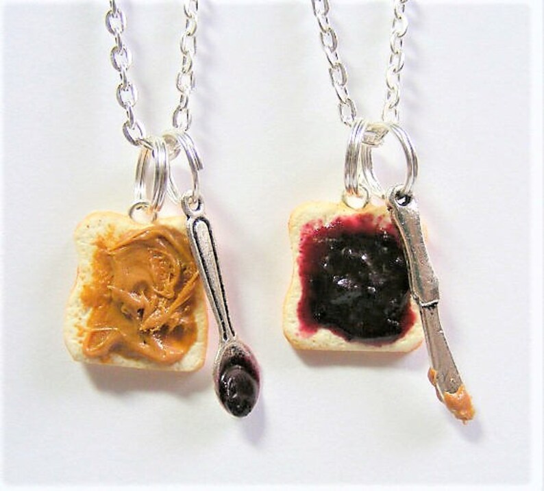 Food Jewelry Best Friends Necklaces Peanut Butter and Jelly - Etsy