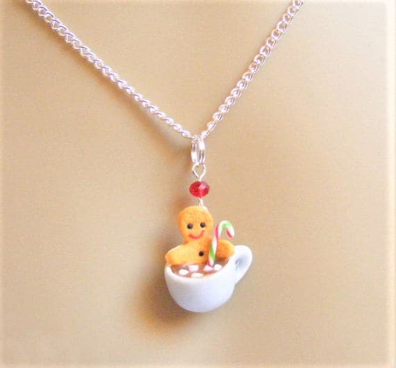 Food Jewelry Gingerbread Man Necklace Christmas Necklace | Etsy