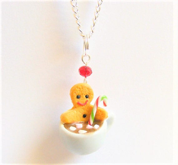 Food Jewelry Gingerbread Man Necklace Christmas Necklace | Etsy