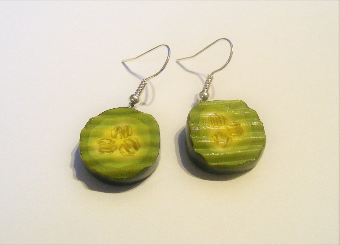 Food Jewelry Pickle Earrings Dill Pickle Earrings Miniature | Etsy