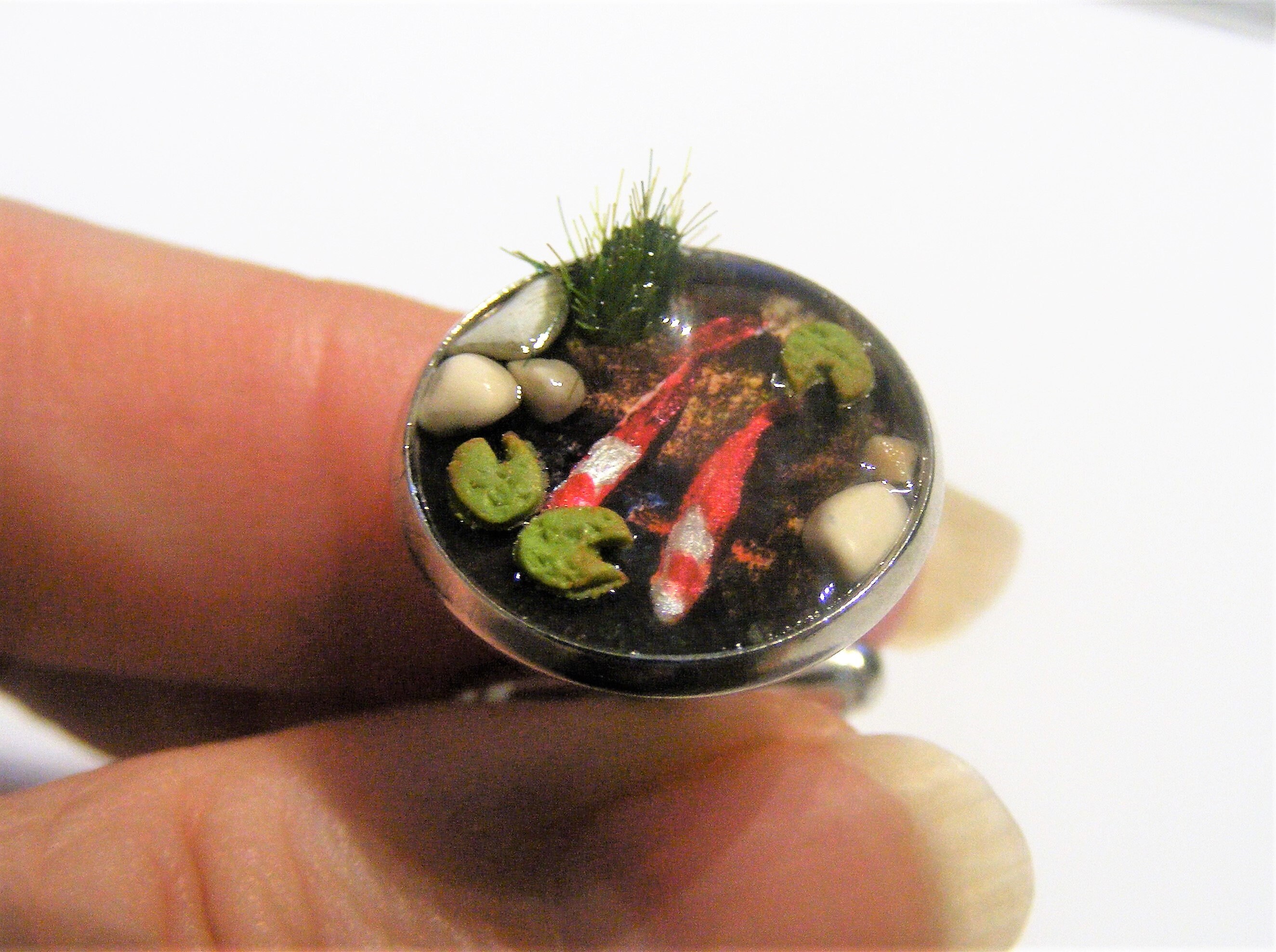 Miniature Koi Fish Pond Cuff links Fish Pond Cuff links Zen | Etsy