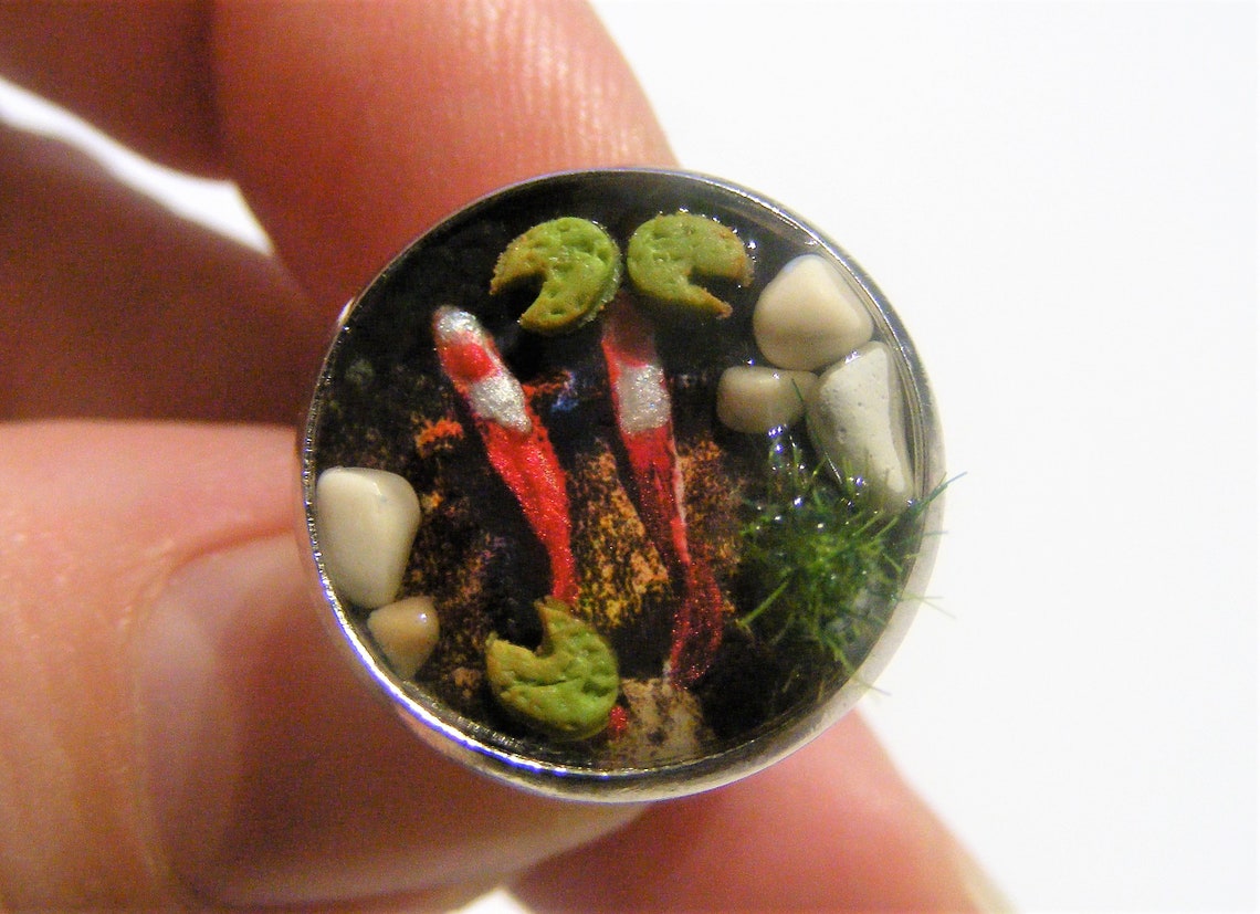 Miniature Koi Fish Pond Cuff Links Fish Pond Cuff Links Zen - Etsy